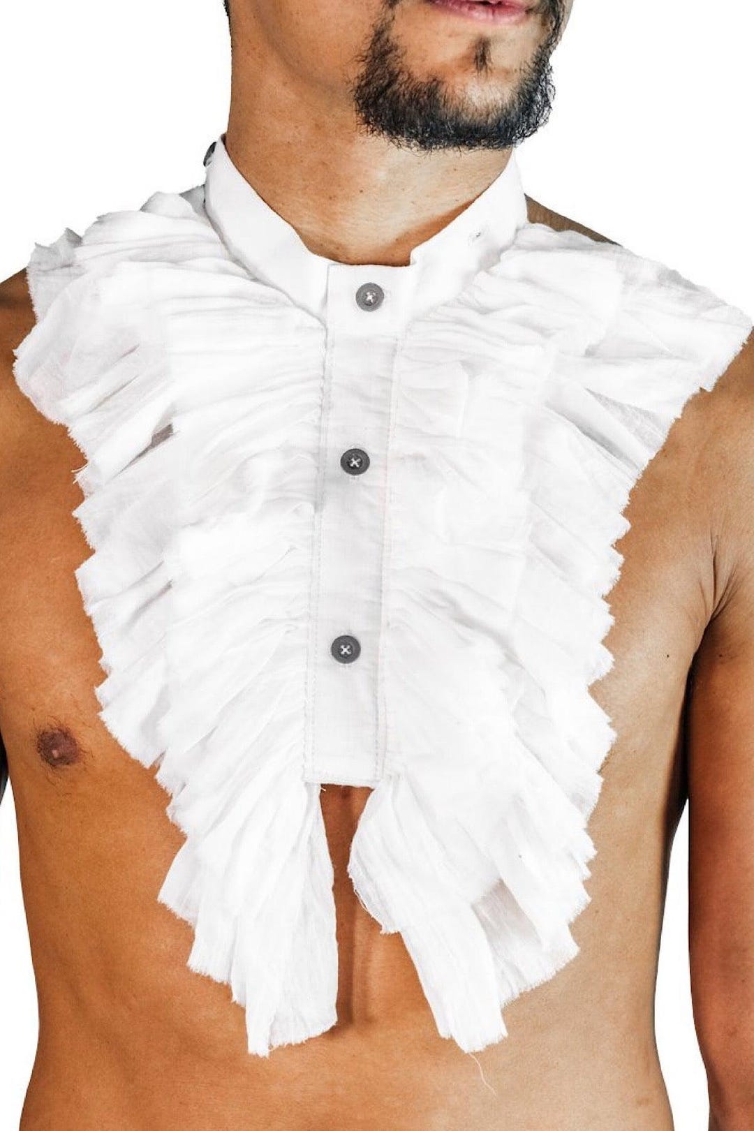 DANDY RUFFLE DICKIE - Button on White Cotton Ruffle Collar, Easy ...