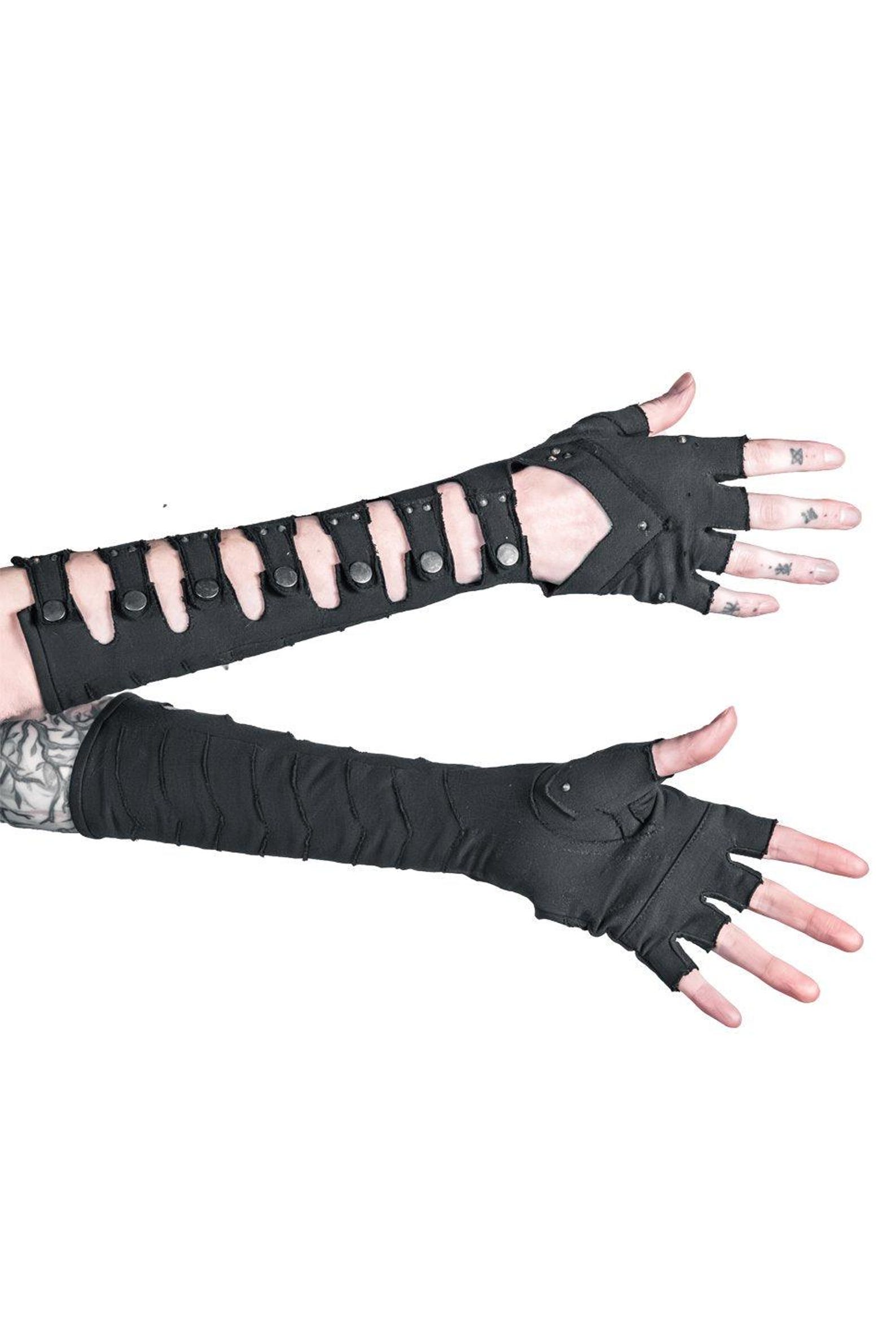 Black COTTON MINARET GAUNTLETS - Extra Long Black Cotton Fingerless ...