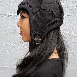 CAT FLIGHT HELMET Black Cotton Cat Hat With Ears, Fun Festival Hat ...