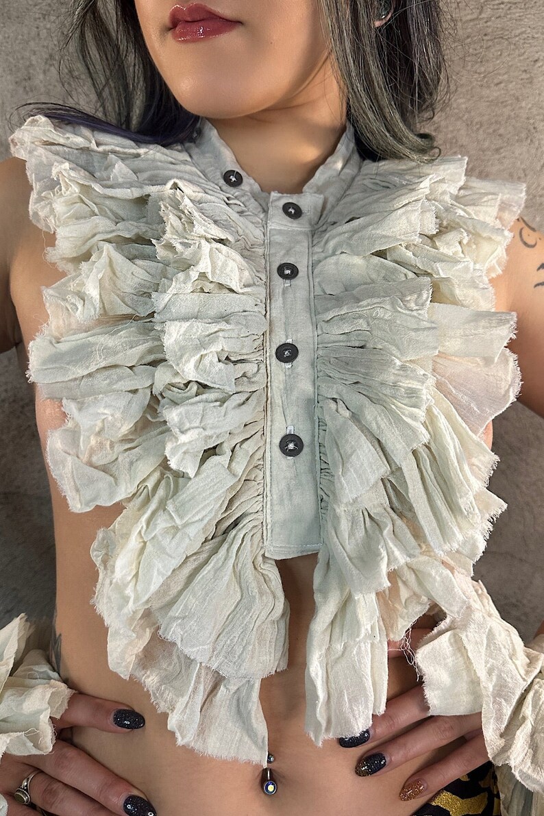 DANDY RUFFLE DICKIE Button on White Cotton Ruffle Collar, Easy Costume ...