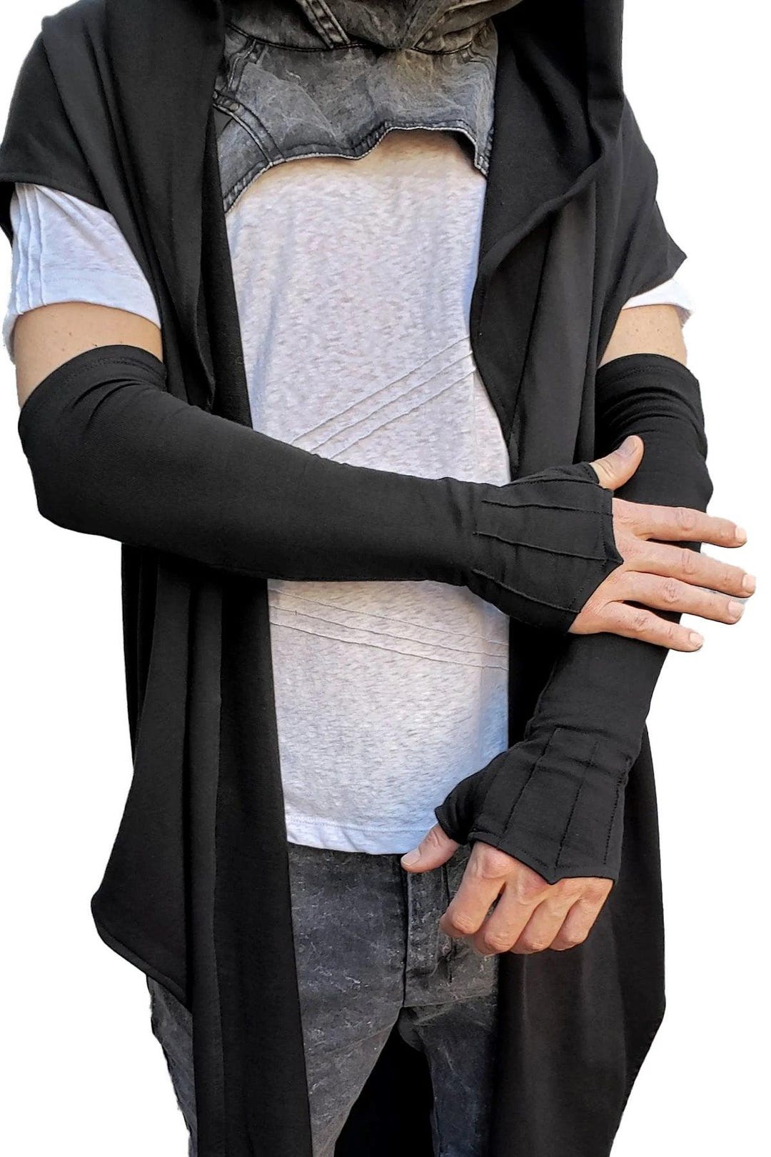 Black OMEGA FINGERLESS GLOVES - Long Black Gloves, Cotton Gloves, Fire ...