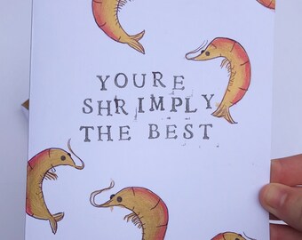 Prawn Card shrimply the Best From an Original Watercolour Painting of a ...