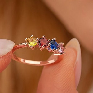 Custom Multi-stone Ring, Personalization Birthstone Ring, Family ...