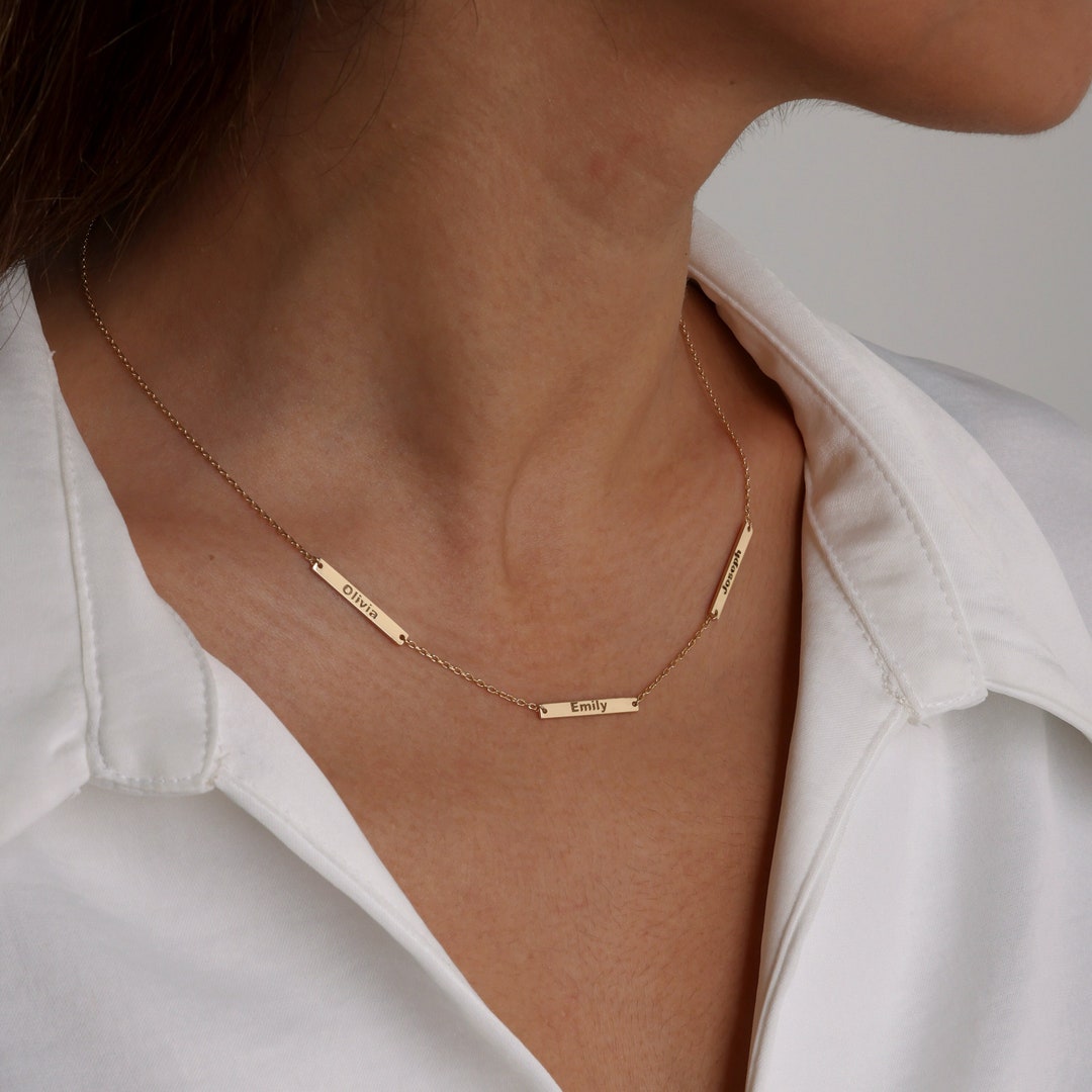 Custom Bar Name Necklace,dainty Bar Name Necklace,engraved Necklace ...