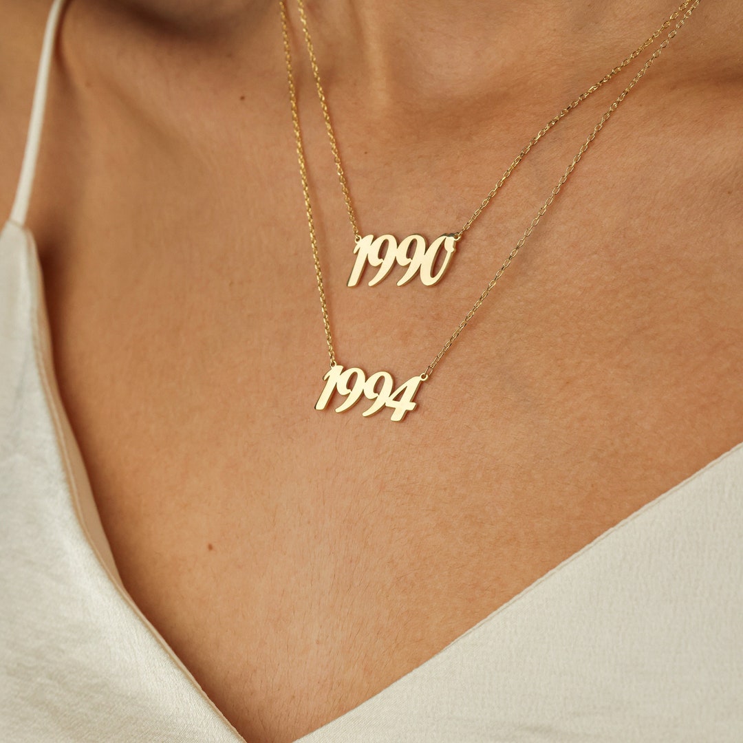 Birth Year Necklace, Special Date Necklace, Customizable Pendant ...