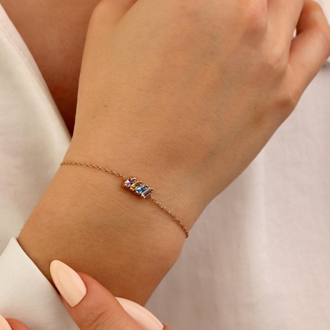 Personalized Birthstone Bracelet, Birthstone Jewellery, Multiple ...