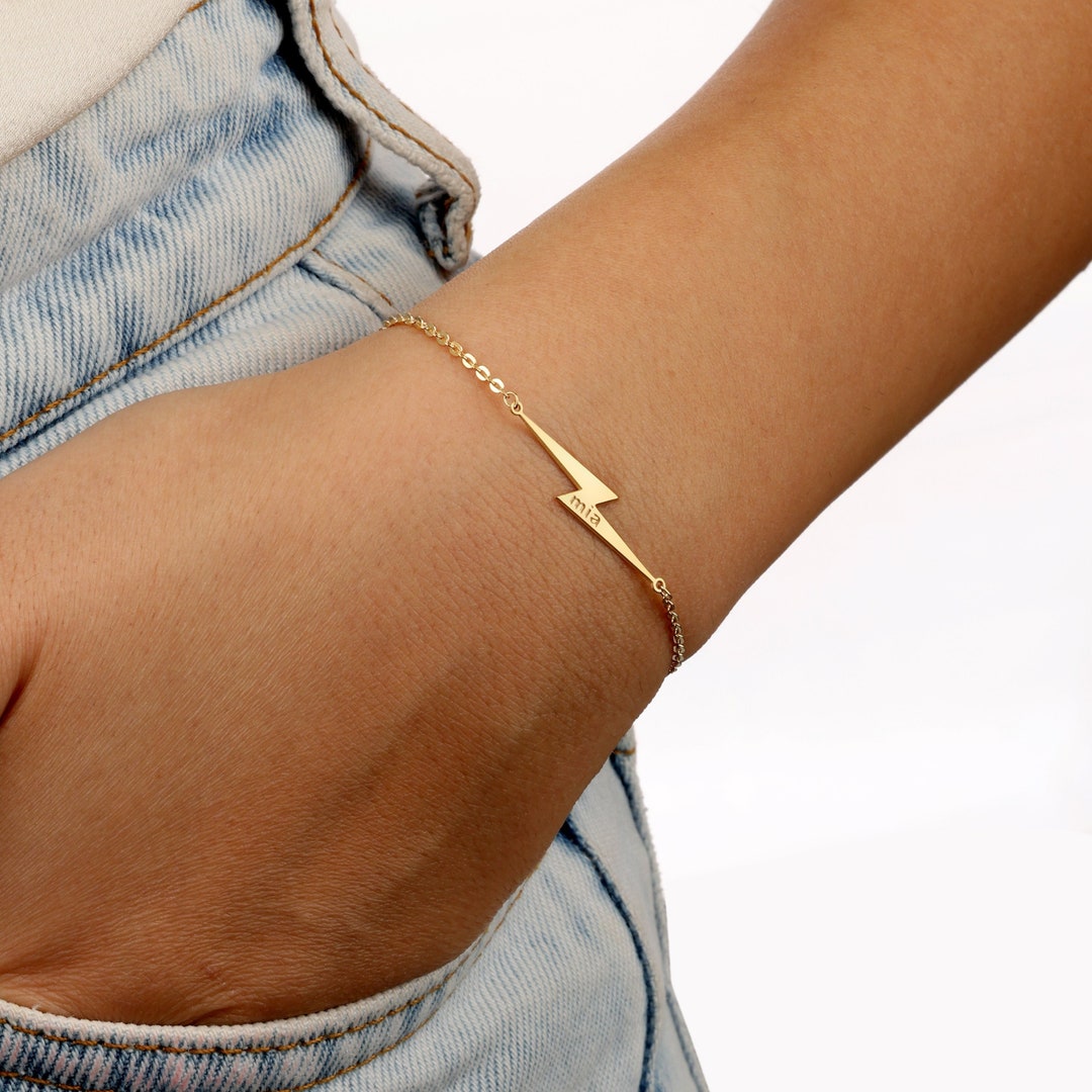 18K Gold Lightning Scratch Bracelet,lightning Bracelet,christmas Gift ...