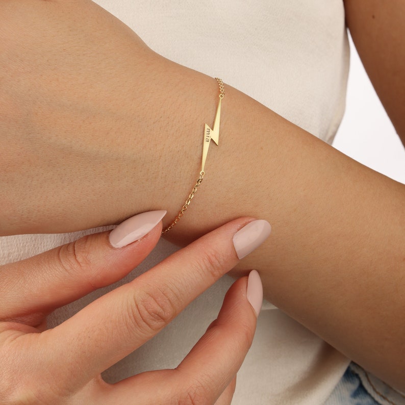 18K Gold Lightning Scratch Bracelet,lightning Bracelet,christmas Gift ...