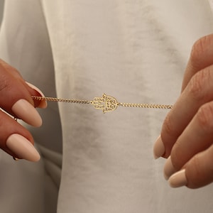 18k Gold Hand of God Bracelet,custom Hamsa Bracelet,jewish Jewelry ...