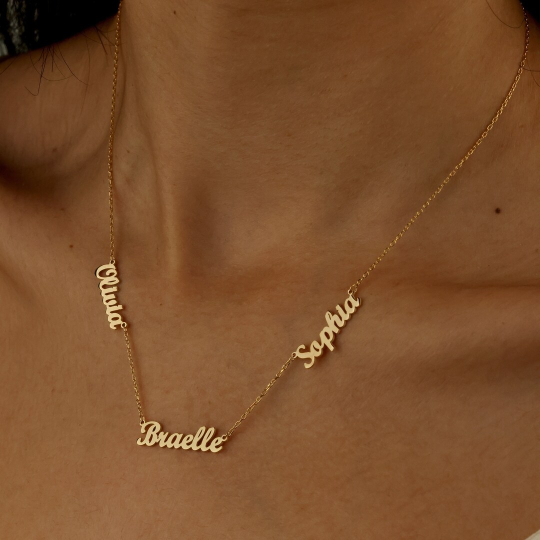 Multi Name Necklace,personalized 18K Gold Name Necklace,family Name ...
