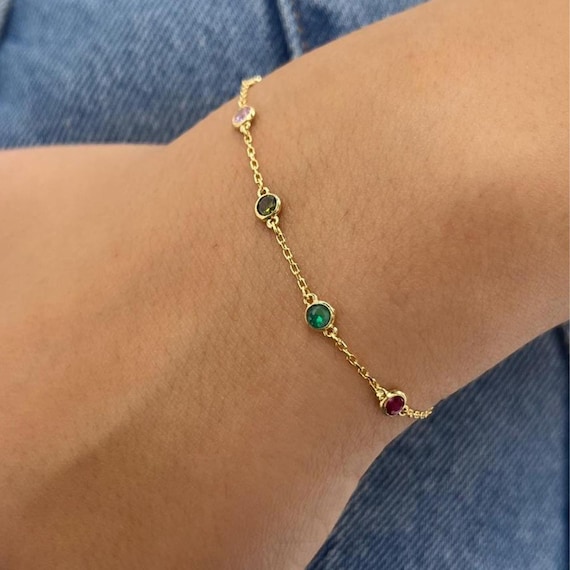 Birthstone Bracelet dainty Birthstone Bracelet Birthstone Jewelry Family Birthstone Bracelet Christmas Gift mother s Day Gift Etsy