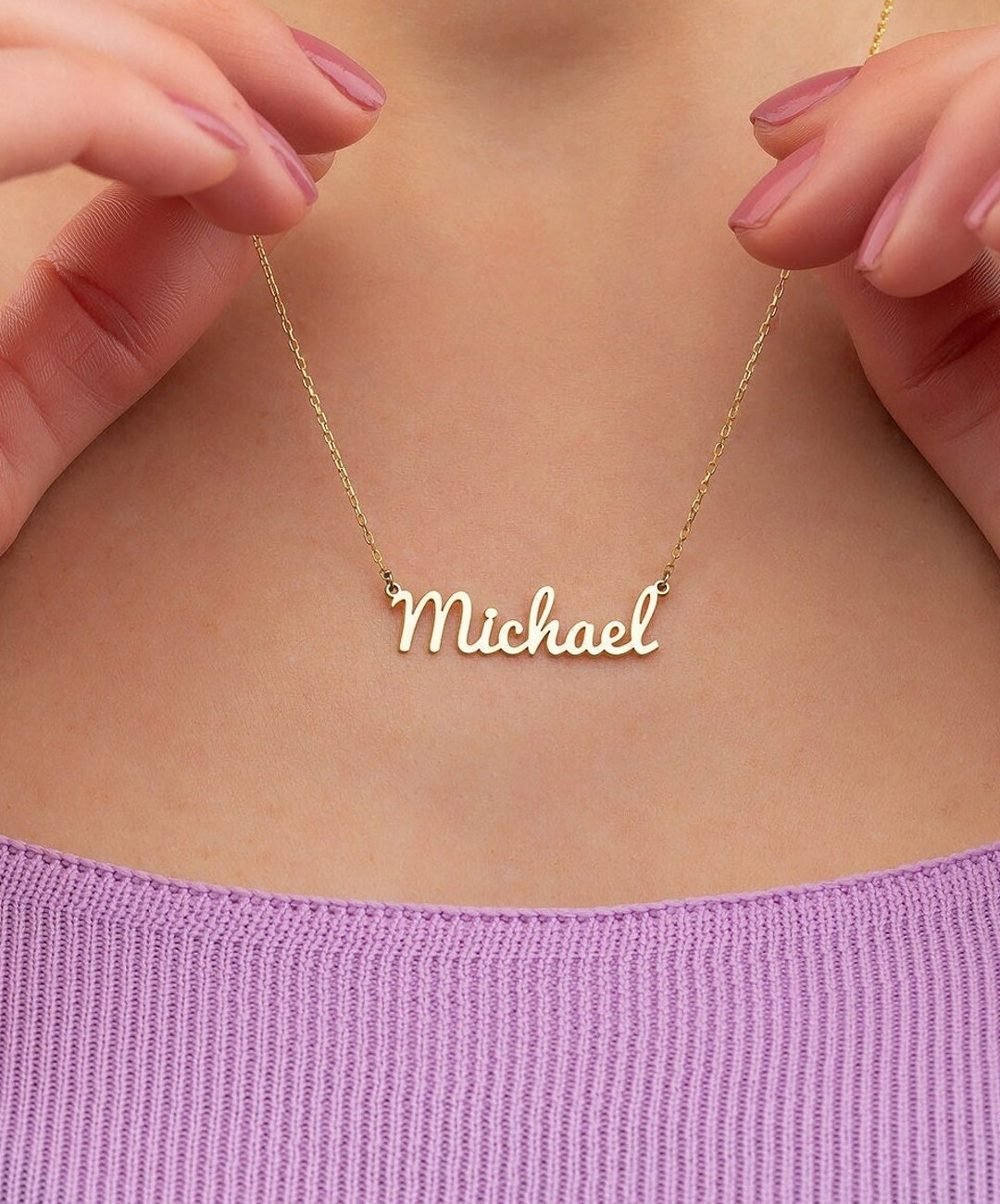 18k Gold And 14k Solid Gold Name Necklace Customized T For Women
