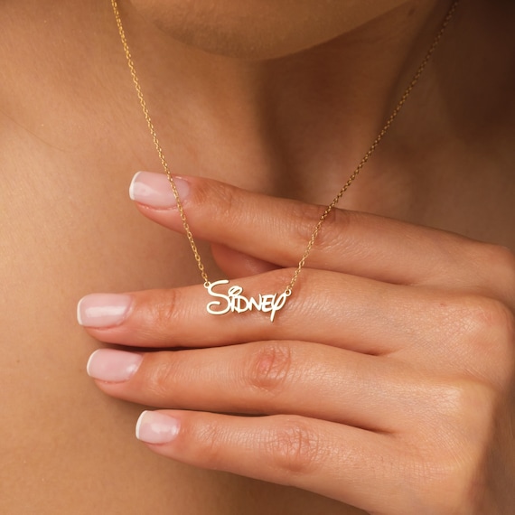 Personalized Disney Font Necklace Disney Font Name Necklace customized Nameplate Plated children Name Necklace christmas Gift Etsy