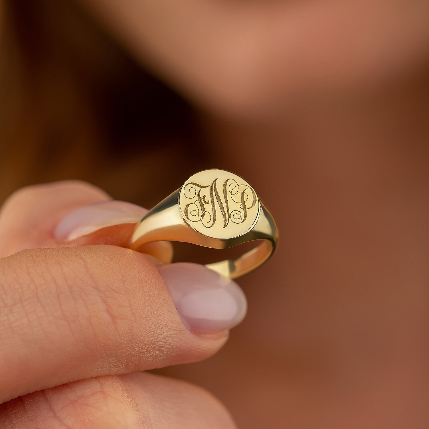 3 Monogram Engraved Signet Ring Gift, GOLD SIGNET RING, Custom Initial ...