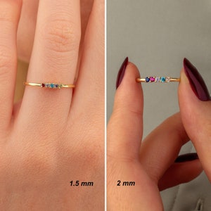 Dainty Birthstone Ring, Family Birthstone Rings, Personalized Gift for ...