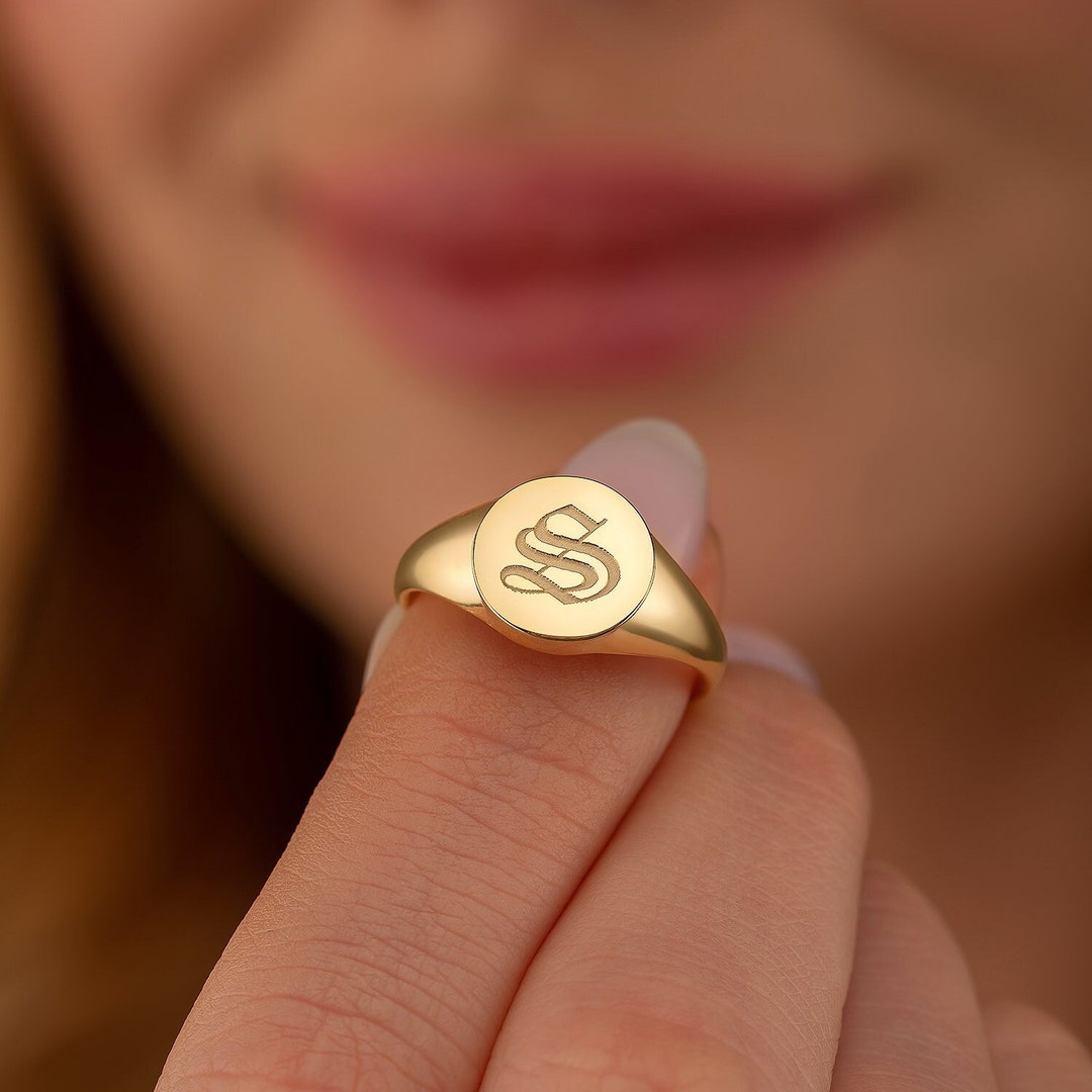 Personalized Initial Ring, Customizable Jewelry, Sterling Silver Band ...