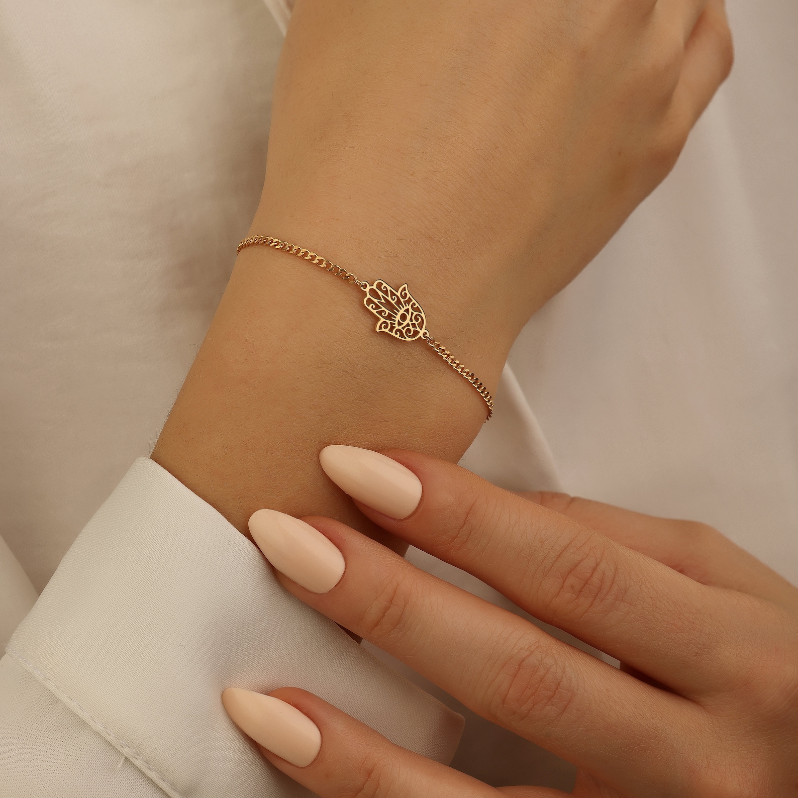 18k Gold Hand of God Bracelet,custom Hamsa Bracelet,jewish Jewelry ...
