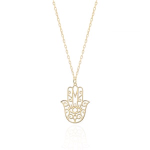 18K Gold Hand of God Necklace, Custom Hamsa Necklace, Protection ...