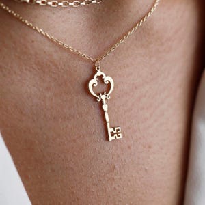 Key Necklace, Small Key Necklace, Gold Key Pendant, Dainty Necklaces by ...