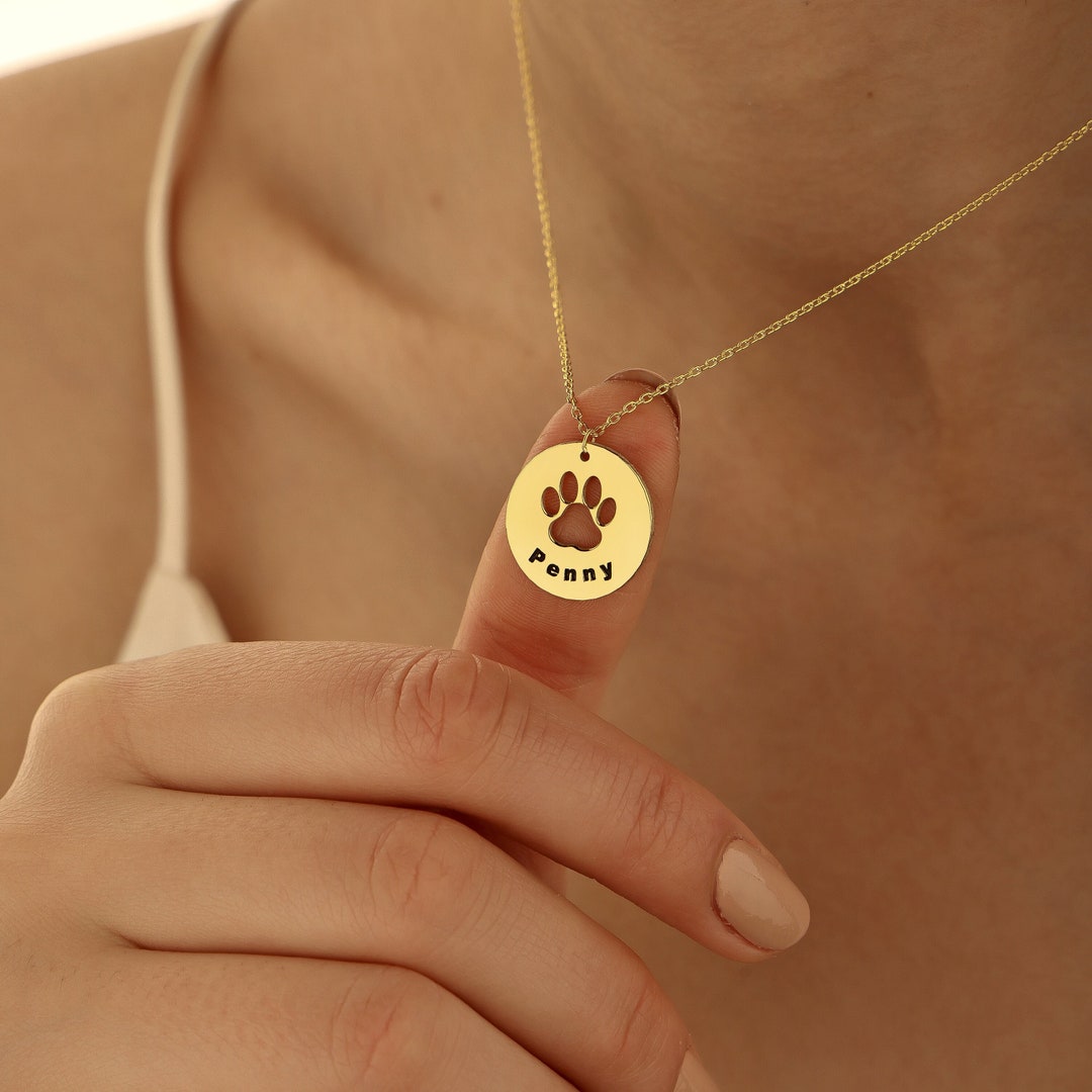 18K Gold Paw Necklace, Paw Pendant,pet Memorial Gift,dainty Paw ...