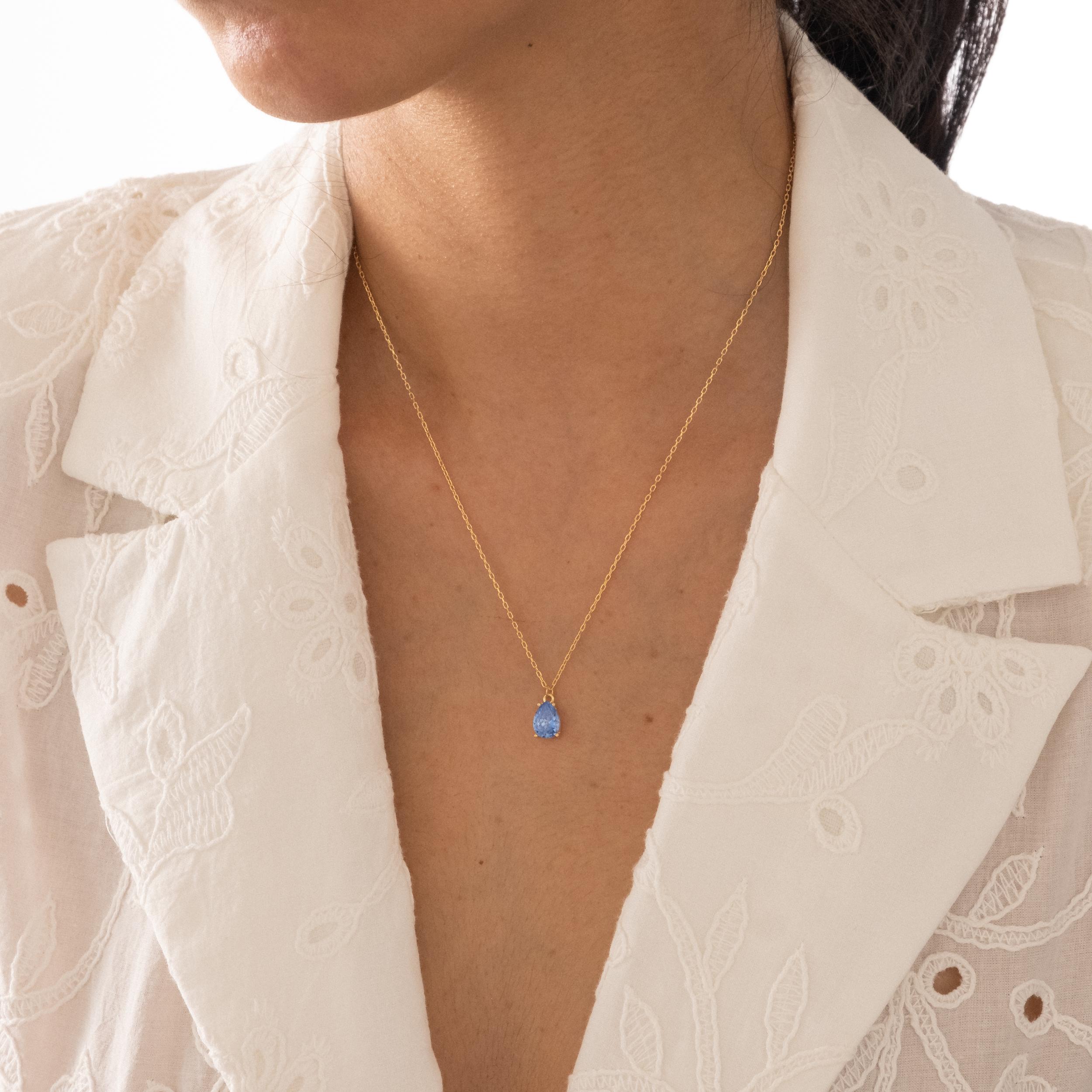 Personalized Drop Birthstone Necklace, Dainty Pear Cut Charm Necklace ...