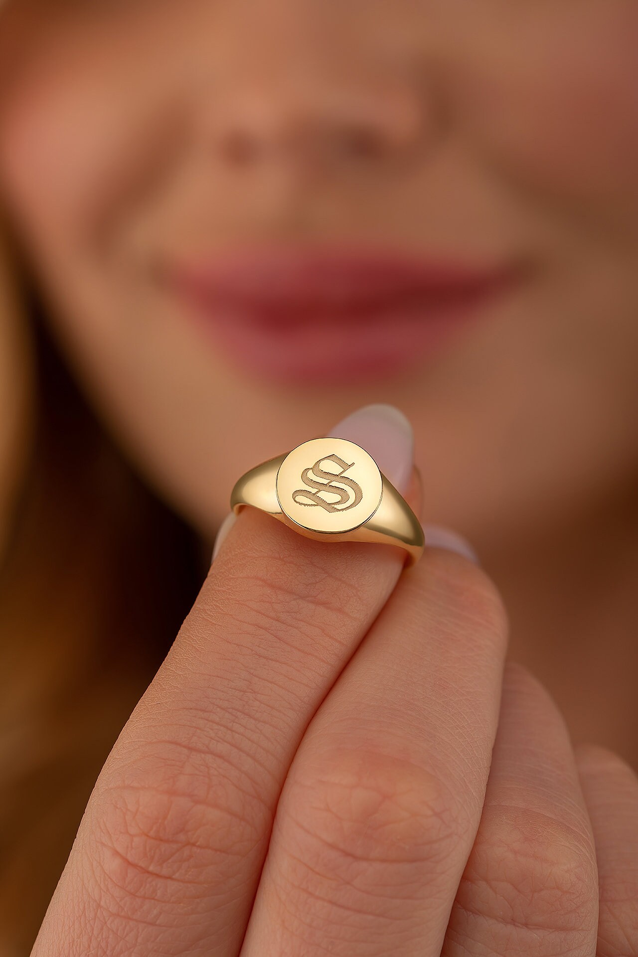 3 Monogram Engraved Signet Ring Gift GOLD SIGNET RING Custom | Etsy