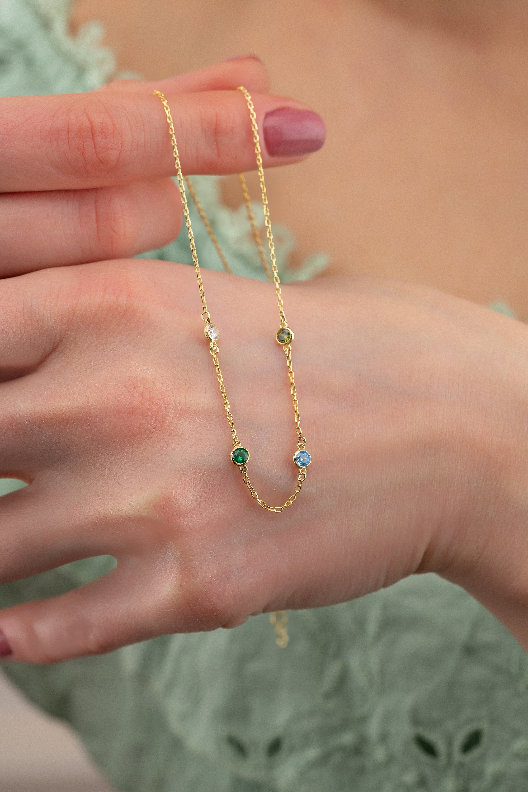 Personalized Birthstone Necklace Birthstone Jewellery Family - Etsy