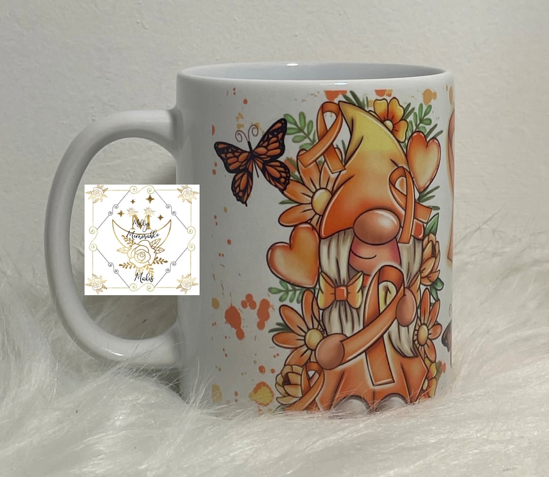 Ms,leukaemia,adhd,kidney Cancer Awareness Orange Ribbon Gonk Gnome Mug ...