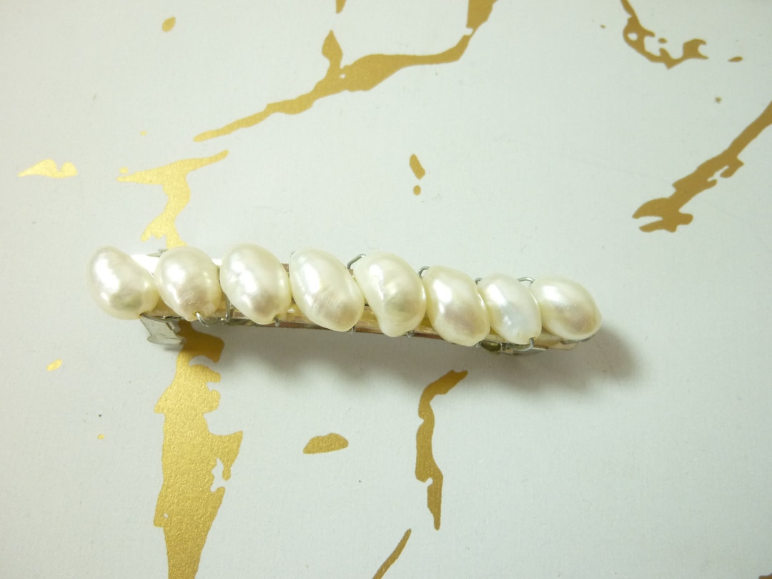 Pearl Barrette, Freshwater Pearls Hair Barrette, Hair Clip, Pearl Hair ...