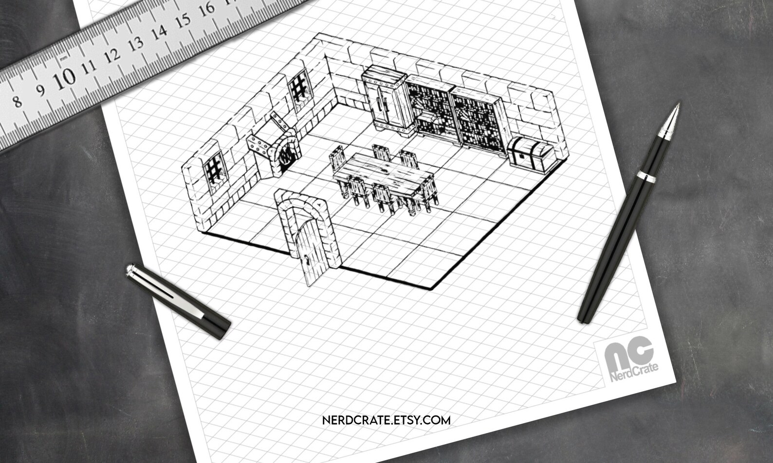 Isometric Graph Paper, Digital Isometric Grid Paper, PDF for US Letter ...