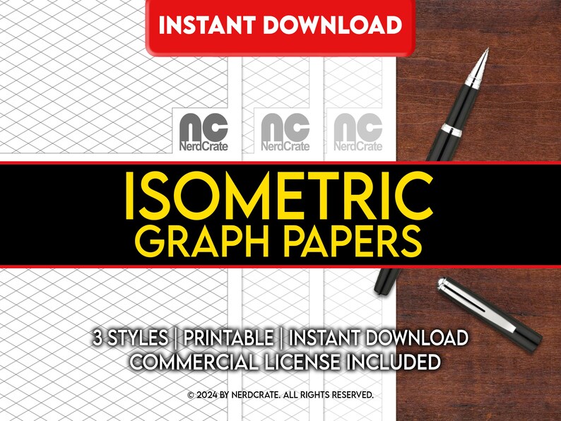 Isometric Graph Paper, Digital Isometric Grid Paper, PDF for US Letter ...