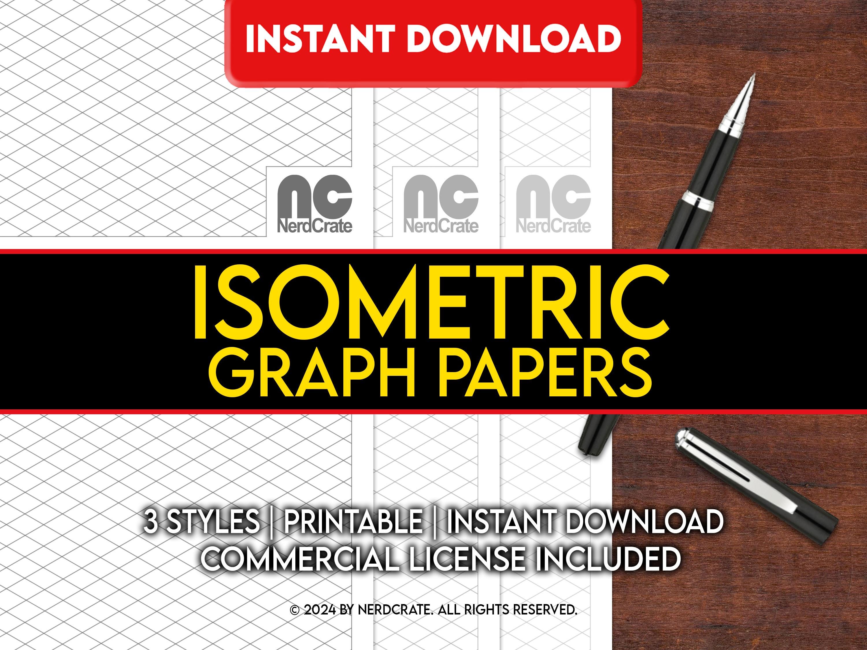Isometric Graph Paper, Digital Isometric Grid Paper, PDF for US Letter ...