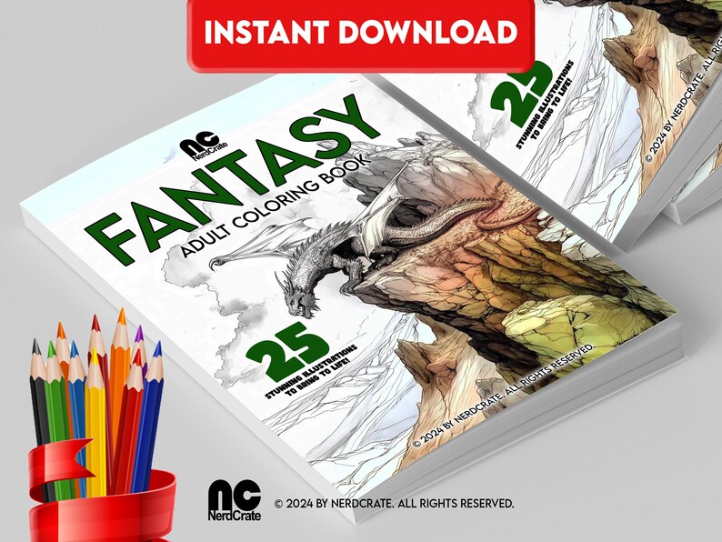Adult Coloring Book, Fantasy Art, 25 Fantasy Illustrations, Fantasy RPG ...