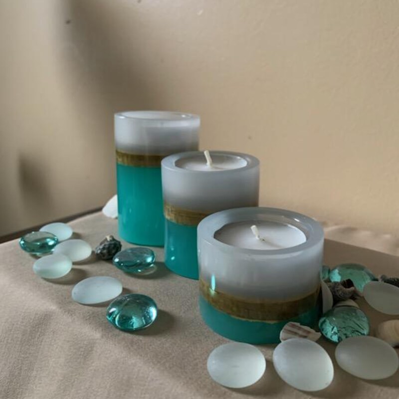 Teal Candle - Etsy