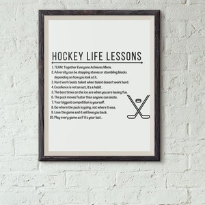 Hockey Life Lessons Poster: Inspirational Kids Wall Art (digital ...