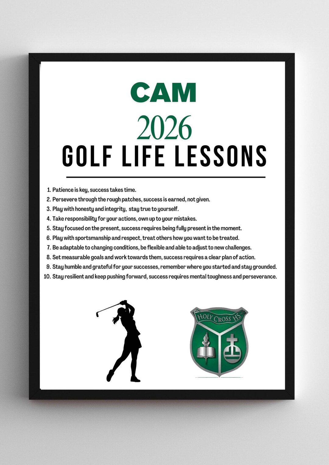 Personalized Golf Life Lessons Poster: Sports Team Logo (printable PDF ...