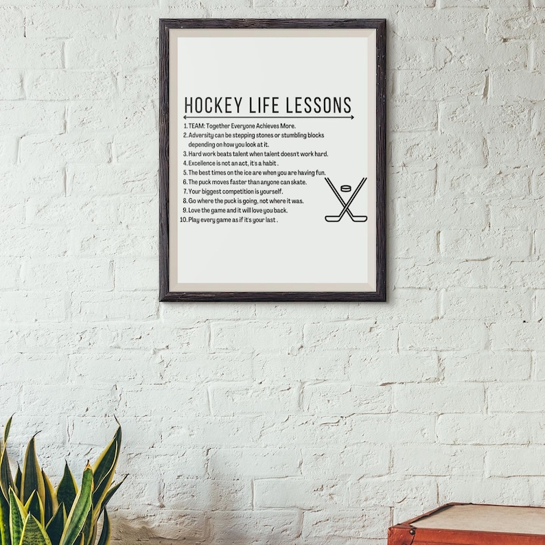 Hockey Life Lessons Poster: Inspirational Kids Wall Art (digital ...