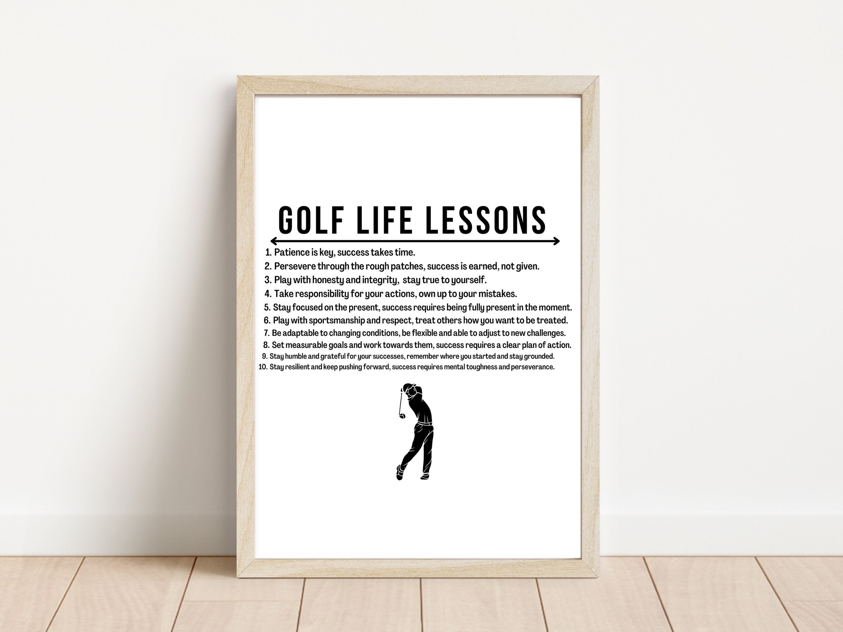 Golf Life Lessons, Motivational Golf Poster, Digital Golf Print, Golf ...