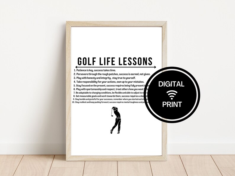 Golf Life Lessons, Motivational Golf Poster, Digital Golf Print, Golf ...