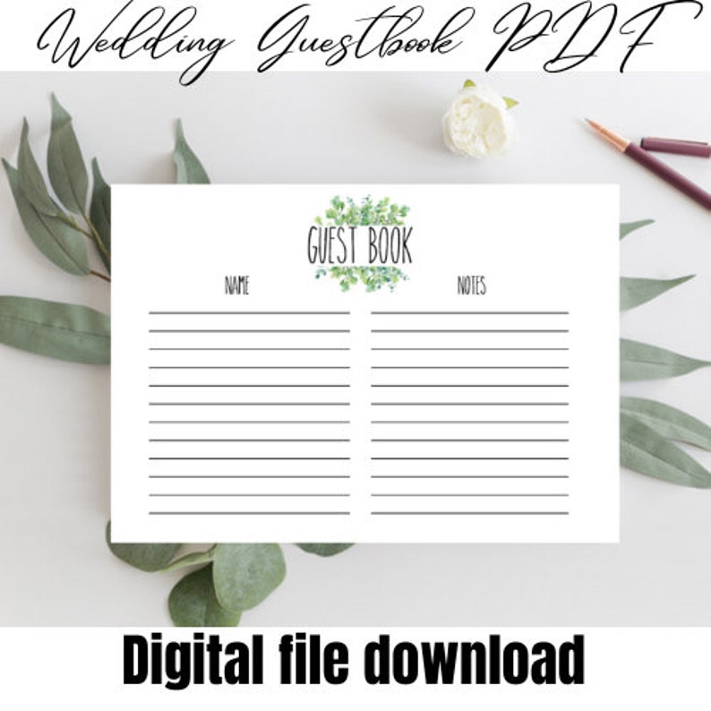 Printable Wedding Guest Book Pages/wedding Guest Book/guest Book ...