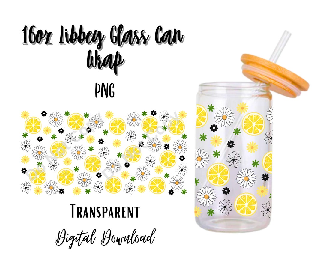 Lemon 16oz Libbey Glass Can Tumbler Sublimation Design - Design Digital ...