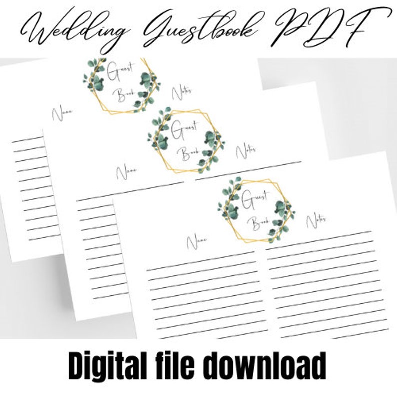 Printable Wedding Guest Book Pages/wedding Guest Book/guest Book ...