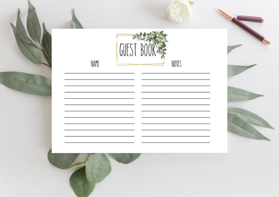 Printable Wedding Guest Book Pages/wedding Guest Book/guest Book ...