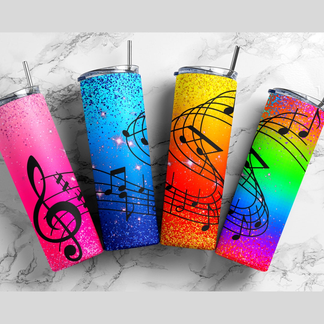 Music Notes 300dpi 20oz STRAIGHT Skinny Tumbler Wrap/glitter 20oz ...