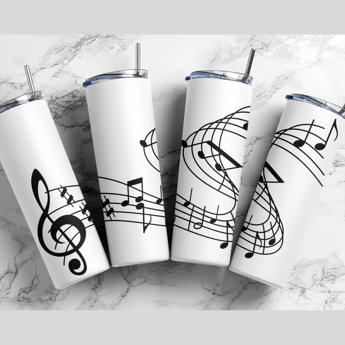 Music Notes 300dpi 20oz STRAIGHT Skinny Tumbler Wrap/band 20oz - Etsy