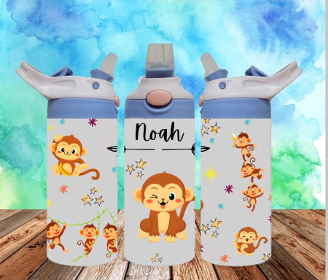 Monkeys 300dpi 12oz Kids Flip Top Sippy Cup Tumbler Wrap PNG /12oz Kids ...