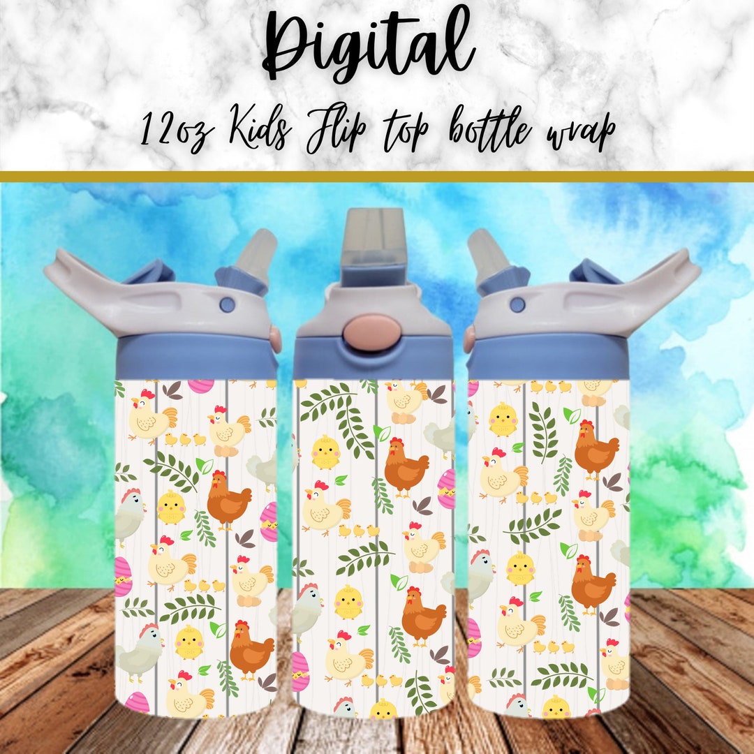 Digital Chickens 300dpi 12oz Kids Flip Top Sippy Cup Tumbler Wrap PNG /12oz Kids Sublimation ...