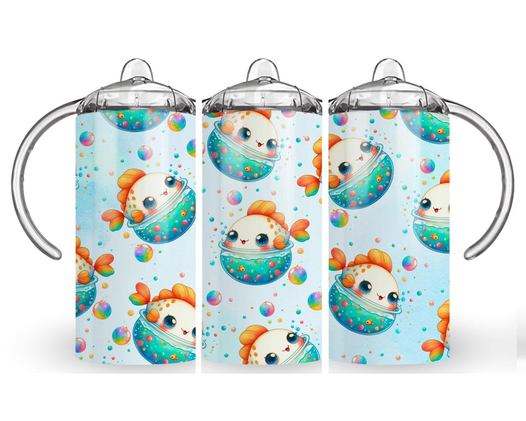 Cute Fish Pattern 300dpi 12oz Kids Sippy Cup Tumbler Wrap PNG /12oz ...
