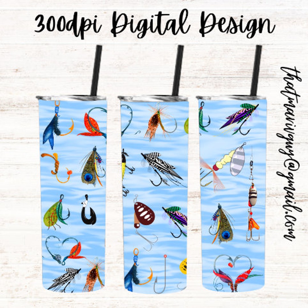 Fishing Hooks 300dpi 20oz STRAIGHT Skinny Tumbler Wrap/30oz Tumbler ...