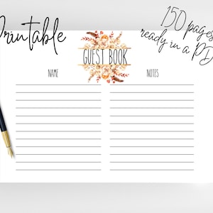 Printable Wedding Guest Book Pages/wedding Guest Book/guest Book ...